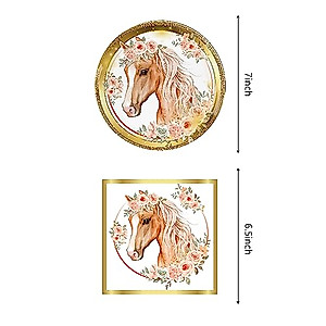 Lxlesf Horse Birthday Party Supplies20 Plates and 20 Napkins, Cowgirl Wild Horse Party Dinner Dessert Plate Napkins Birthday Tableware Decorations for Girls