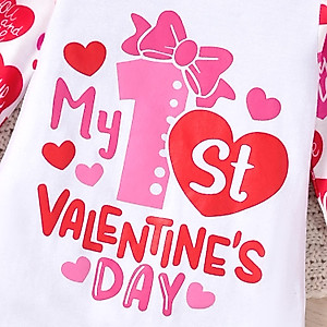 MINIFEIKO 0-3 Months Baby Girl Valentiens Day Clothes 1st My Heart Romper Outfit