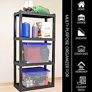 Oskar 4-Tier Storage Shelf, Heavy Duty Shelving Unit, 400 lbs(14 x 30 x 57 inches), Multipurpose Organizer for Garage, Basement, Laundry Room, Utility Shed, Workshop, Made in North America, Black