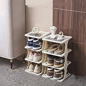 mxxkms Stylish Vertical Shoe Rack - 9 Tier Narrow Shoe Organizer，Space Saving Shoe Shelf for Entryway Storage，Free Stand Shoe Tower with Plastic Material，White