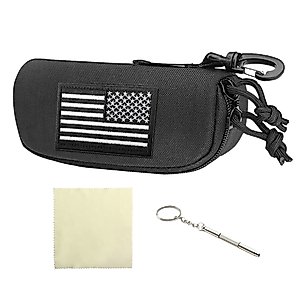 EZESO ESSENTIAL SKINCARE Tactical Molle Sunglasses Case, Zipper Eyeglasses Sunglasses Bag Glasses Box (Black)