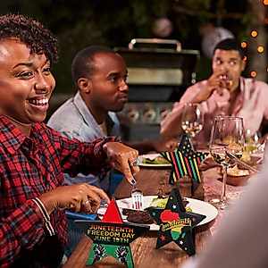 3 Pieces Independence Day Wooden Decoration Juneteenth Star Signs Patriotic Wood Star Table Signs for 4th of July Holiday Party Decoration