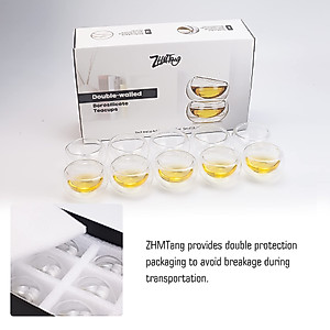 ZHMTang Double-walled Borosilicate Glass Tiny Teacups Each Holds 2 Oz／60ml (10 PCS)