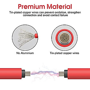 PAEKQ 10 Gauge Tray Cables Solar 10AWG(6mm²) Power Inverter Battery Cables PV Tinned Copper Electrical Wire with O-Type Terminal for Solar Panel Marine Boat RV Automotive Harness Wiring(10FT)