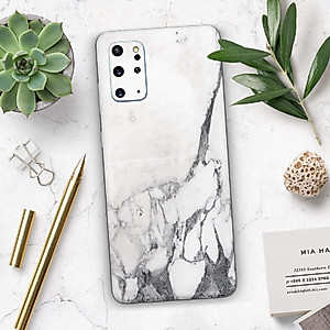 DesignSkinz White & Grey Marble Surface V3 2 Protective Vinyl Decal Wrap Skin Cover Compatible with The Samsung Galaxy S20 (Screen Trim & Back Glass Skin)
