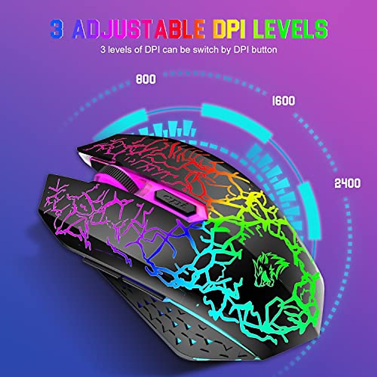 Wireless Gaming Keyboard and Mouse Combo,12 RGB Backlit with Rotary Knob,Long-Lasting Rechargeable Battery 4000mAh,N-Key Rollover,Quick and Quiet Typing Keyboard and Mouse for PC PS4 PS5(Black)
