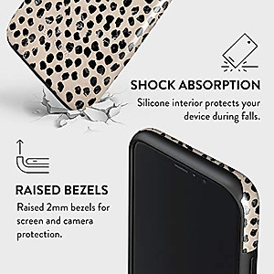 BURGA Phone Case Compatible with iPhone 11 PRO MAX - Hybrid 2-Layer Hard Shell + Silicone Protective Case -Black Polka Dots Pattern Nude Almond Latte - Scratch-Resistant Shockproof Cover