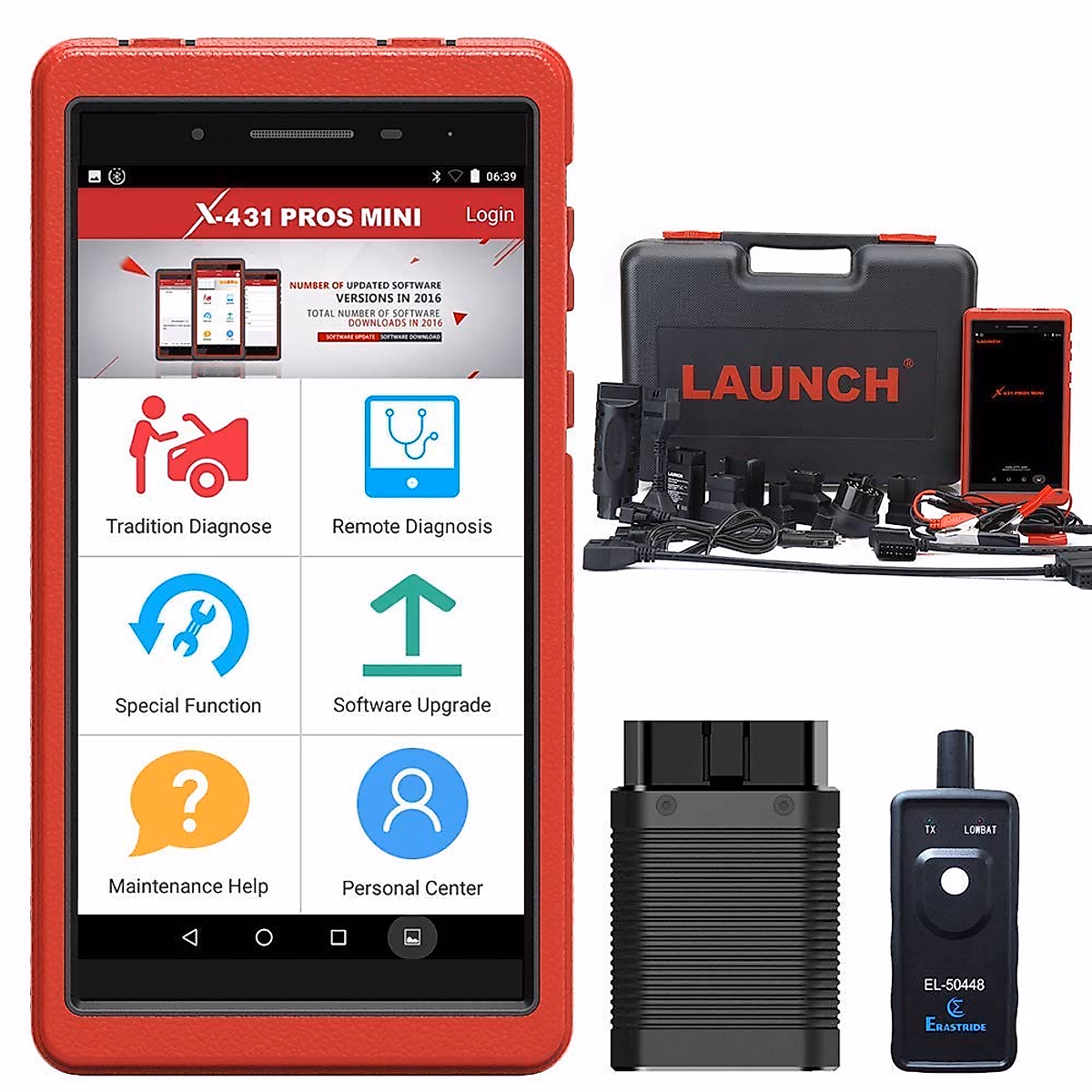LAUNCH X431 Pros Mini (Same Functions as X431 V+) ECU Coding Diagnostic Scanner Bi-Directional Scanner, FCA SGW, 35 Reset Service Automotive Diagnostic Scan Tool, All System with Bluetooth