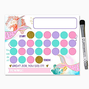 Mermaid Chore Chart for Kids Girls，Magnetic Reward Chart for Kids Behavior, Good Responsibility Chart, Chore Chart for One Child - 8 x 10 inch