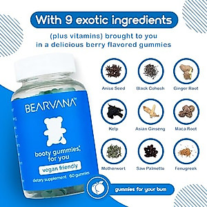 BEARVANA Bum Support Gummies for Women | Workout Enhancement | Berry Flavored | Multivitamins | Natural Botanical Blend | Tone Curves | Boost Confidence | Women’s Fitness Supplement (60 Count)