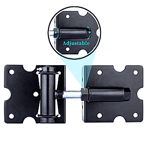 Bordersmover Self Closing Gate Hinges, Heavy Duty for Vinyl/Wood/Metal Fence, Pack of 2, with Slef-Tapping Screws and Adjuster Tool