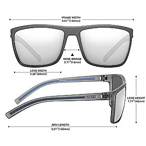 ZENOTTIC Polarized Sunglasses for Men Lightweight TR90 Frame UV400 Protection Square Sun Glasses
