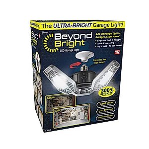 Ontel Beyond Bright LED Ultra-Bright Garage Light - 3 Adjustable Panels, Energy Efficient, Easy to Install, Durable and Long-Lasting Light for Garages, Warehouses and More