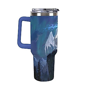 Flying Dragon 40 Oz Tumbler Insulated Stainless Steel Water Bottle Travel Mug Car Cup with Handle And Straw