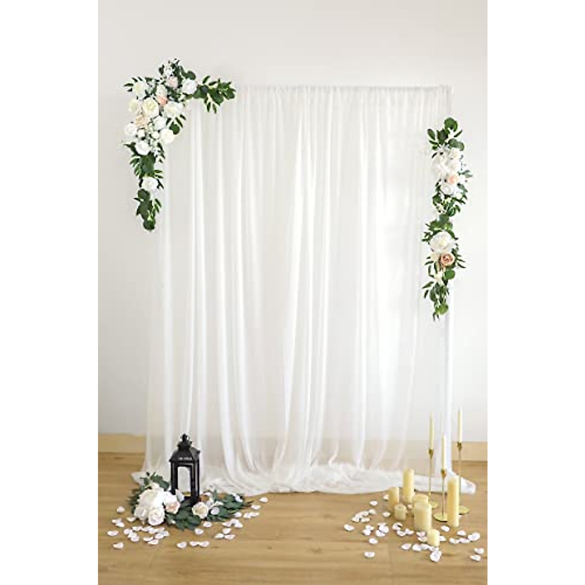 Lookein White Sheer Curtains 120 Inches Long Wrinkle-Free Curtains for Backdrop Window Curtains for Bedroom Party Wedding