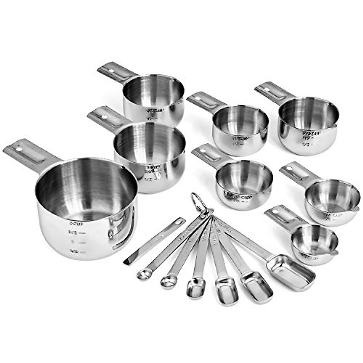 Hudson Essentials Stainless Steel Measuring Cups and Spoons Set (15 Piece Set)