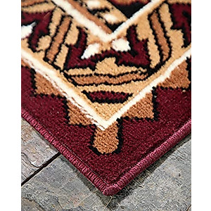 Furnish my Place Southwestern Contemporary Geometric Area Rug 3 Pieces Set (5x8) (2x6) (2x3) - Tucson Burgundy