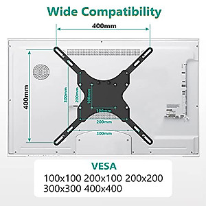 WALI TV Ceiling Mount Adjustable Bracket Fits Most LED, LCD, OLED and Plasma Flat Screen Display 26 to 65 Inch, up to 110 Lbs, VESA 400x400mm (CM2665), Black