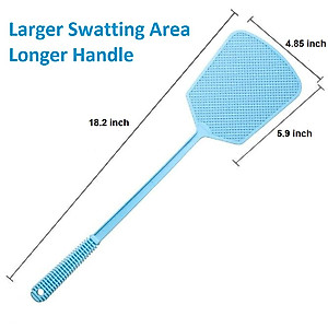 Fly Swatter, 4 Pack Strong Plastic Fly Swat Set with Long Flexible Handle Manual Heavy Duty Fly Swatters Assorted Colors