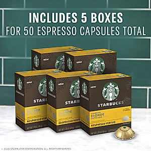 Starbucks by Nespresso Blonde Roast Espresso (50-count single serve capsules, compatible with Nespresso Vertuo Line System)