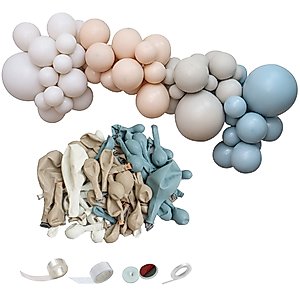 MYDECORBL Double Stuffed Balloon Combination Dusty Blue-Grey Doubled Sand Grey Doubled Sand Cream Peach Doubled White Natural Sand Balloons for Baby Shower Birthday Wedding Party Decoration