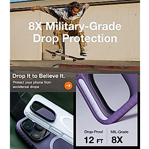 TORRAS Upgraded Matte Case for iPhone 14 Pro Case,[12FT Military Grade Protection][Compatible with MagSafe] Slim Sleek Touch Translucent Phone Cover, Matte Black