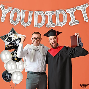 KatchOn, Silver You Did It Balloons - 16 Inch | You Did It Banner for Graduation Decorations Class of 2024 | You Did It Balloons Banner, Graduation Balloons Class of 2024 | Graduation Foil Balloons