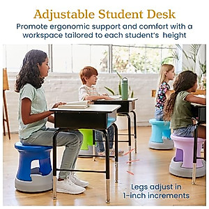 ECR4Kids Open Front Desk with Metal Storage Book Box, Adjustable, Classroom Furniture, Maple/Black