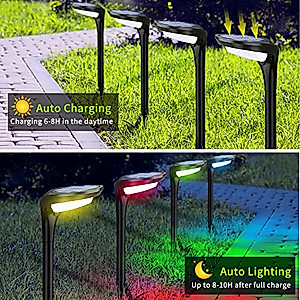 Solar Lights Outdoor Waterproof - 150 Lumen Bright Solar Pathway Lights with 9 Lighting Mode, Solar Garden Lights Christmas Decorations for Outside Landscape Yard Backyard Path Walkway Decor, 4 Pack