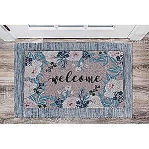 VCNY Home | Heathered Collection | Blue Flatweave Indoor/Outdoor Layering Rug, 24" x 36"