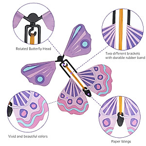 Chenkaiyang 40 Pcs Magic Flying Butterfly, Fairy Flying Toys Rubber Band Powered Wind Up Flying Butterfly Flying Butterfly Cards Butterfly Toy for Book Card Birthday Surprise Gift (20 Styles)