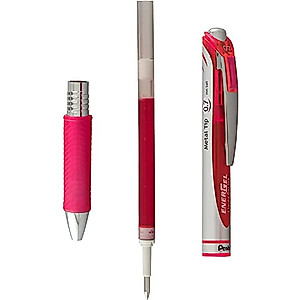 Pentel EnerGel 0.7 mm Liquid Gel Ink Pens - Pack of 5 Pink Deluxe RTX Energel Pens with 3 Refills