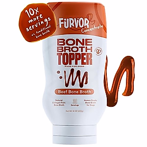 Furvor Beef Bone Broth for Dogs - Collagen Protein Supplement for Digestion, Mobility, Coat, Immune System, Healthy Dog Food Topper, Meal Boost Gravy, Grain Free, Made in USA 16 oz