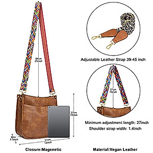 HKCLUF Crossbody Bags for Women Shoulder Bag Leather Fashion Purse with 2 Adjustable Strap - Leopard Guitar Strap Purse for Girls