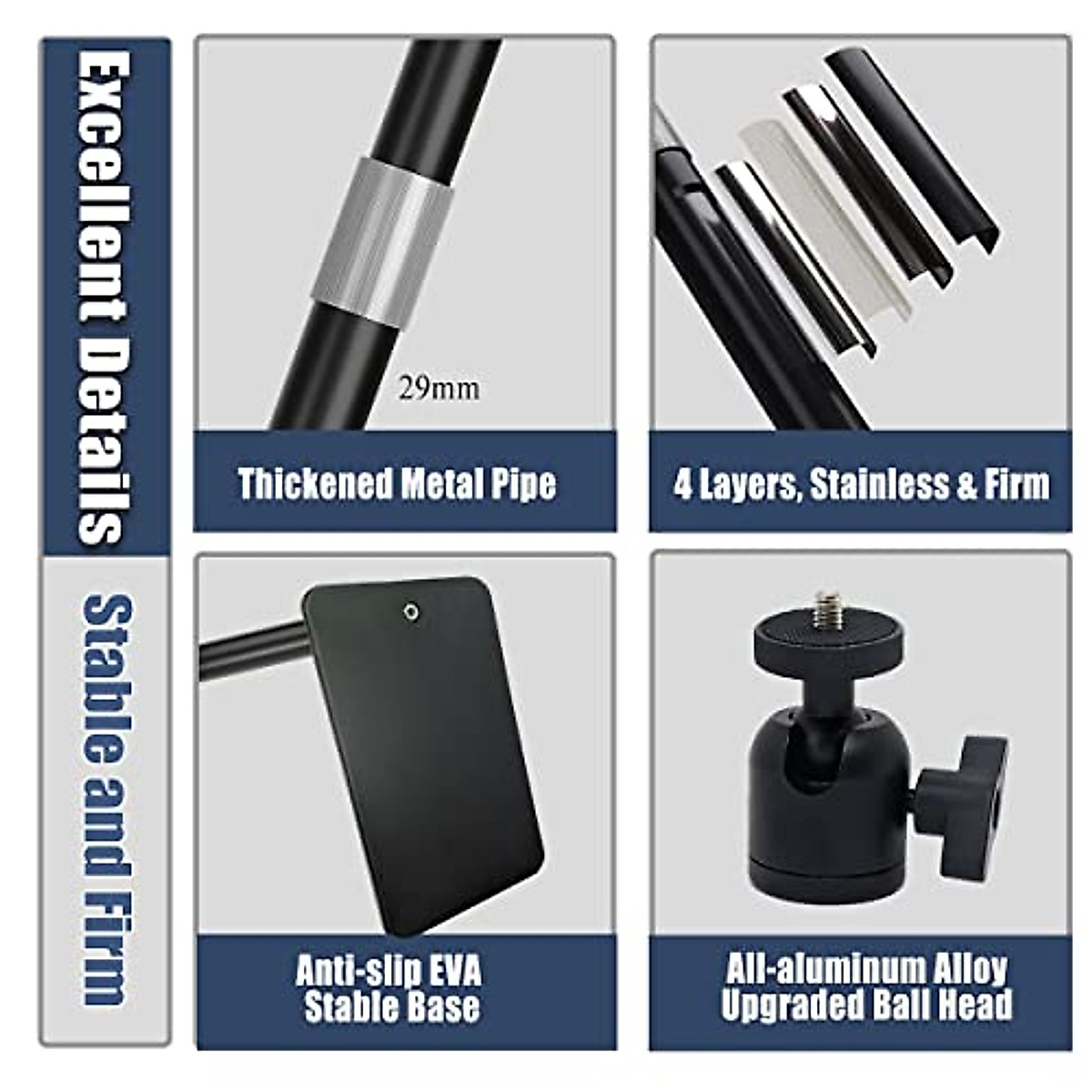 2-Be-Best Projector Stand Projector Floor Stand Mount Adjustable Height 16-50 Inch Projector Mount Universal Projector Stand Behind Sofa Bed 360° Rotation Compatible with XGIMI AuKing Anker TMY