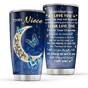 CGMIBAS Gifts For Niece, Niece Gifts From Aunt, Niece Birthday Gifts, Niece Coffee Cup Tumbler, Niece Butterfly Cup, Christmas Gifts for Niece Stainless Steel Insulted Travel Mug 20oz