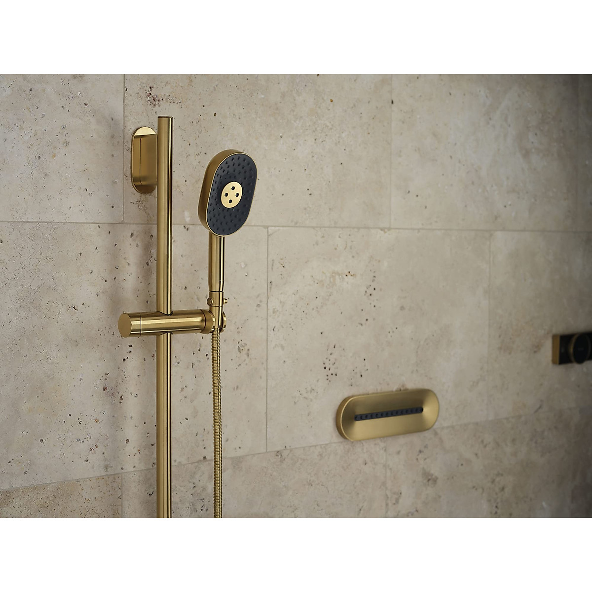 KOHLER 26284-G-2MB Statement Oblong MULTIFUNCTION HAND SHOWER, Maximum Spray Performance& 3 Spray Experiences, Vibrant Brushed Moderne Brass, 1.75 GPM
