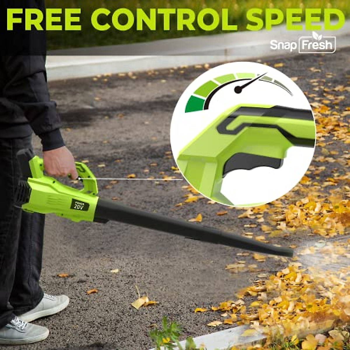Cordless Leaf Blower - SnapFresh 150 MPH Leaf Blower with Battery & Charger, 2 Section Tubes, Free Control Speed,Lightweight, Electric Leaf Blower for Blowing Leaves, Lawn Care, Dust & Other Debris