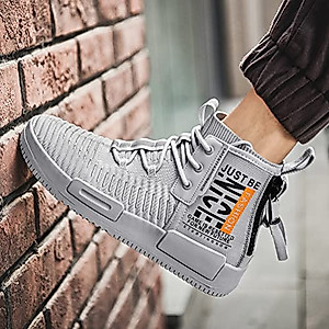 RUNMAXX Mens Fashion Walking Lace Up High Top Shoes Stylish Running Athletic Casual Sneaker Grey, 9.5