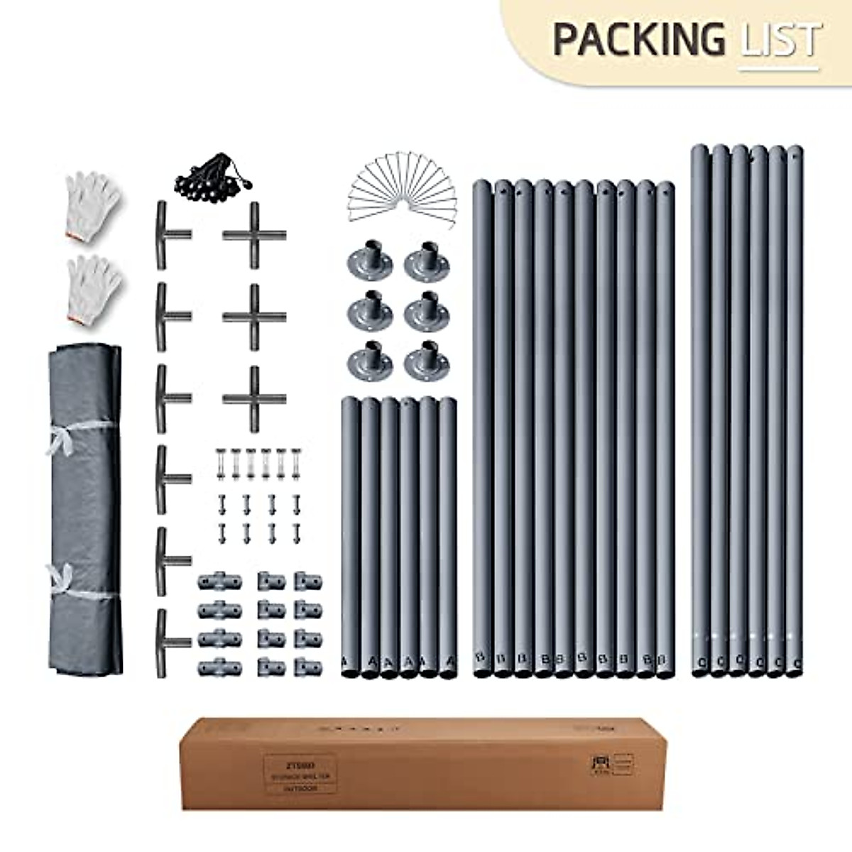 Gardesol Carport, 10x10 ft Heavy Duty Outdoor Storage Shed with Roll-up Zipper Door, Waterproof and UV Resistant Outdoor Garage for Motorcycle, ATV, Bike or Garden Tools, Gray