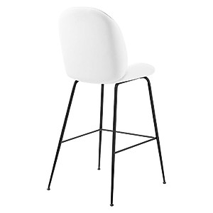 Modway Scoop Black Powder Coated Steel Leg Performance Velvet Bar Stool, White