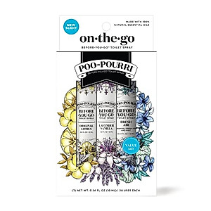 Poo-Pourri Before-You-Go Toilet Spray, Fresh Air, 2 Fl Oz - Jasmine, Fresh Air and Mint & Before-You-Go Toilet Spray, On-The-Go, Travel Size Variety 10 mL
