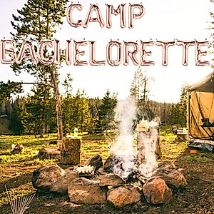 Camping Bachelorette Party Decorations Rose Gold Camp Bachelorette Balloons Weekend In The Woods/Lake Hiking/Mountain Themed Engagement Bridal Shower Party Supplies Decorations