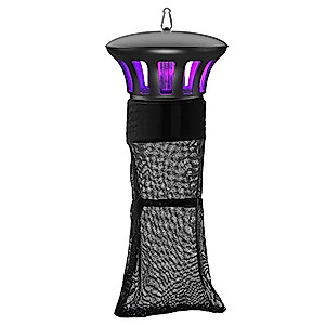 Bug Zapper Outdoor, Electric Mosquito & Fly Zappers Killer, Powerful Bug Zapper Trap Light, Hangable Mosquito Lamp for Farm, Home, Backyard, Garden, Indoor, Patio - Black