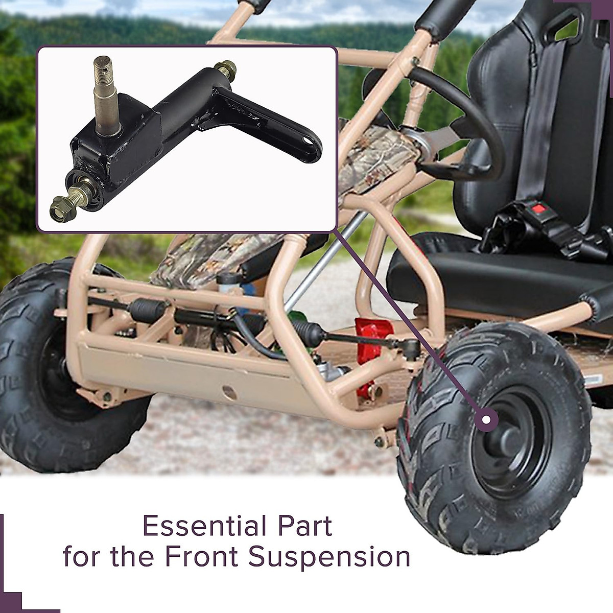 AlveyTech Right Spindle Steering Knuckle for the Coleman KT196 Go-Karts - Replacement Durable Off-Road 4-Wheeler Quad Parts, 196cc 6.5 Hp Gas Powered Go-Kart Vehicle Suspension Accessory, DIY Install