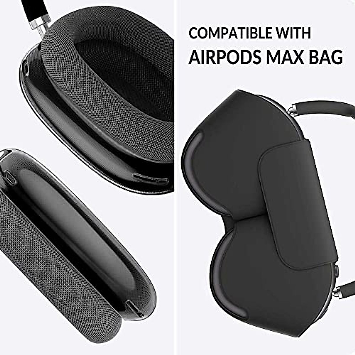Custom Name & Initial Crystal Clear Case for Apple AirPod Max，Thin Customized Signature Transparent Protective Ear Cup Covers(Clear Black)