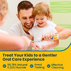 Pearlie White 99.78% Natural Fluoride Kids Toothpaste (1.58oz, 45gm) | Kids Toothpaste with Fluoride | Extra Gentle Enamel Safe Toothpaste for Kids | Low RDA | Natural Strawberry Flavor