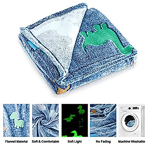 Dinosaur Blanket for Boys , Glow in The Dark Blanket for Kids, Kids Blanket for Boys
