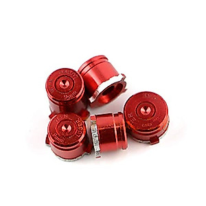 Alloy Metal 9mm Bullet Buttons Mod Kit ABXY & Guide Button for Xbox One xboxone Controller (Red)