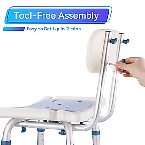 Icedeer 2 in 1 Shower Chair Seat with Removable Back, Shower Chair for Inside Shower and Bathtub, Adjustable Shower Stool for Elderly, Handicap, Pregnant, Disabled—Tool-Free Assembly(350 lb Capacity)
